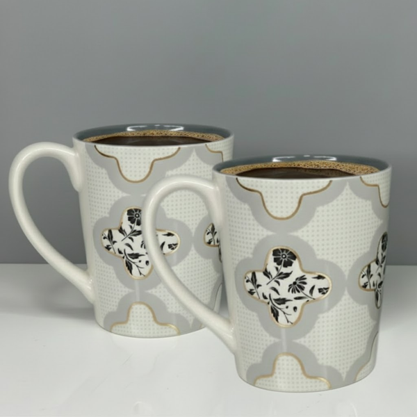 Clay Craft Lucas Pebble Grey Porcelain Mug Set of 2, 350 ml Perfect fo ...