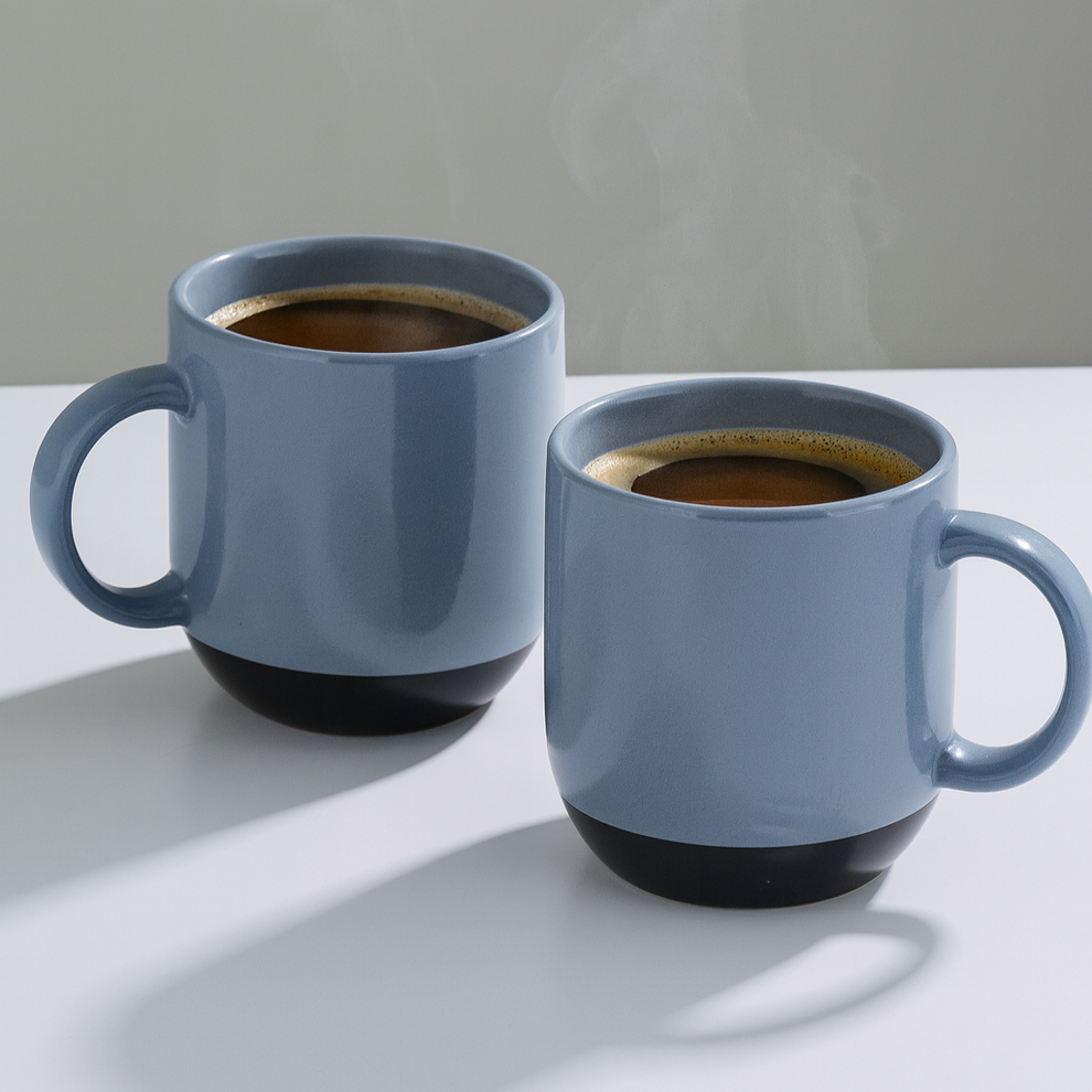 Paco Pebble Pacha Coffee/Milk Mug | Set of 2 (300ml Each, Grey, DT3) – Clay Craft India
